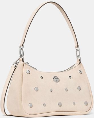 Kate Spade New York Kate Spade Kayla Schultertasche Aus Wildleder Mit Nieten, Wandelbar, Klein f&uuml;r Frauen in Milchglas | Wildleder