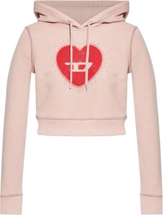 Diesel Femme, Sweatshirts et sweats &agrave; capuche, Rose, Taille: 40 FR Pull en maille c&ocirc;tel&eacute;e &agrave; effet us&eacute;