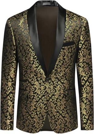 AlltheMen Blazer Homme Un Bouton Luxe daffaires d&eacute;contraction Couleur Unique Veste de Costume Formelle Mariage D&icirc;ner daffaires