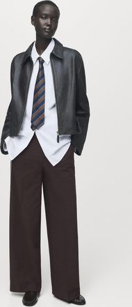 Mango Pantalon rayures sur les c&ocirc;t&eacute;s chocolat - Femme - 34 - MANGO