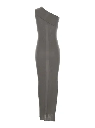 Rick Owens Womens Long Dress Athena Grey Wool