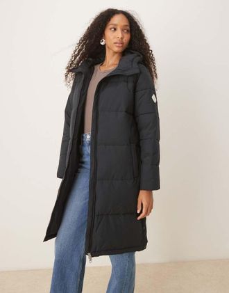 Roxy Test of Time - Lange Puffer-Jacke in Schwarz mit Kapuze