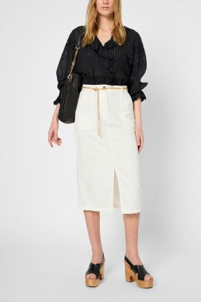 Gerard Darel Jupe droite en coton et lin - VICTORIA - Blanc