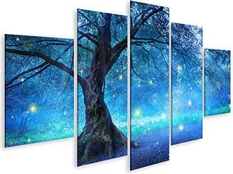 Islandburner Tableau sur toile Arbre f&eacute;erique dans la for&ecirc;t mystique Cadre Affiche Poster Murale Tableaux