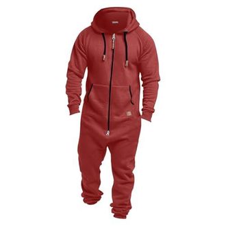Generic Combinaison Pyjama Homme Polaire Grenouillere Homme Combi Pyjama Onesie Tout en Un Chaud en Polaire Onesie Rompe Jumpsuit Zipp&eacute; Sleepwear Ample Pyjama
