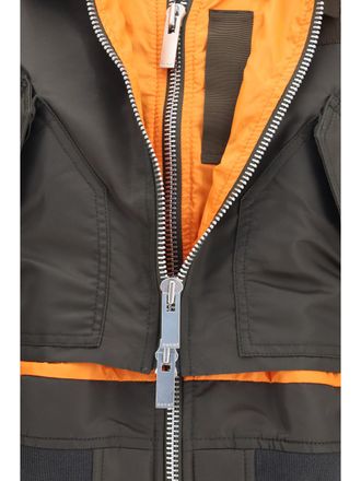 sacai Womens Jacket Double-Zip Nylon Dark Khaki