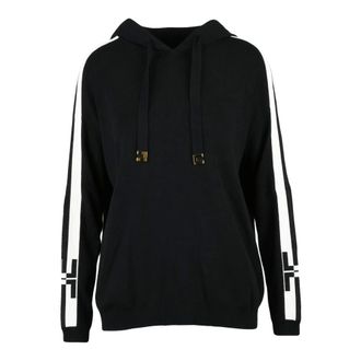 Elisabetta Franchi Femme, Sweatshirts et sweats &agrave; capuche, Noir, Taille: 38 FR Felpa in Mahlia Cappuccio