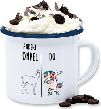 Shirtracer Emaille Tasse Blechtasse - Tassen - Andere Onkel Du Dabbing Einhorn Geschenk für coole Onkels Weihnachten I - 300 ml - Weiß Blau - geschenke bester de
