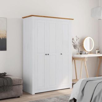 vidaXL Vidaxl - Garde-robe 3 portes Blanc 118x50x171,5cm Pin Assortiment Panama