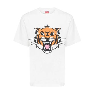 Kenzo Gl&uuml;cklicher Tiger Klassisches T-Shirt - - Tops - Herren - Wei&szlig; - L