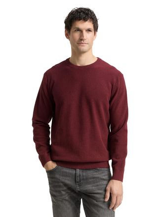 Tom Tailor Herren 1047570 Strickpullover aus Bio-Baumwolle, 39101-Bordeaux Melange, XL