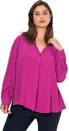 Ulla Popken Tunika, Glanz-einsatz, A-Linie, V-Ausschnitt, Langarm Tunique avec empi&egrave;cement Brillant, Baie, 44-46 Femmes