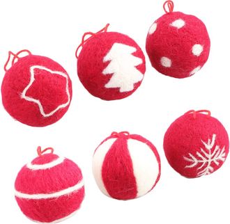 Valiclud Weihnachtsanhänger 6Pcs Weihnachten Wolle Filz Ball Anhänger Weihnachtsbaum Hängen Wolle Ball Urlaub Party Dekoration Feiertagsparty Liefert