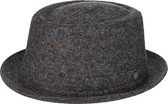 Lierys Chapeau en Laine Colour Spots Pork Pie Homme - Made in Italy de Musicien avec Doublure Hiver Automne-Hiver - L (58-59 cm) Gris