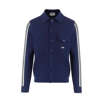Autry Japm026T Cardigan en maille lustr&eacute;e - Homme - Pulls - Bleu - Taille: M