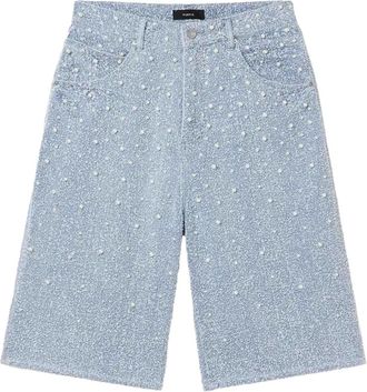 Purple short à détails de perles - Bleu