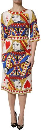 Dolce & Gabbana Femme, Robes, Multicolore, Taille: 34 FR Robe Midi Imprimé Coeur