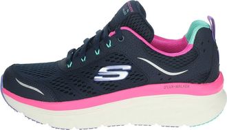 Skechers Damen Dlux Walker Infinite Motion Sneakers, Navy Silver Leather Pink Mesh White Tri, 40 EU