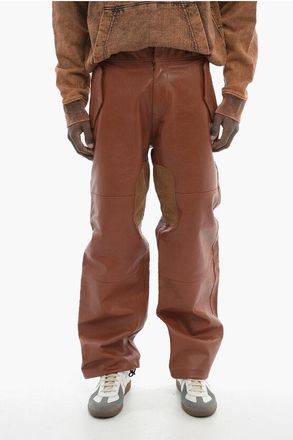 Diesel Leather Pants P-TIME with Ankle Drawstring size L