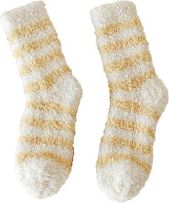 Generic Chaussettes mi-mollet pelucheuses pour femme, chaussettes de lit thermiques moelleuses pour femme - Chausson de couchage en peluche douce corail chaus