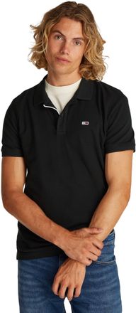 Tommy Jeans TJM Slim Placket Polo EXT S/S Polo Mens, Black (Black), XXL