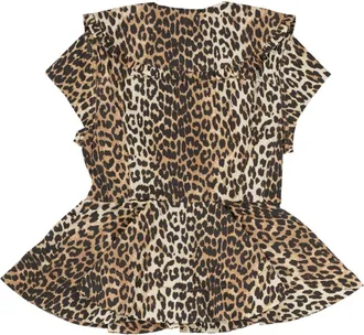 Ganni Animal Print Organic Cotton Sleeveless Shirt - Multicolor