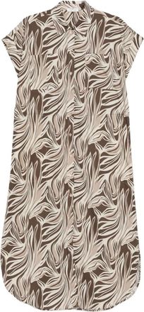 PANICALE Panicale, Femme, Robes, Brun, Taille: 44 FR Robe Midi Chemise &agrave; Motifs avec Col