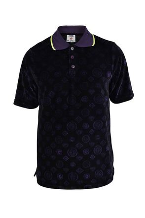 Casablanca Polohemd aus Velours mit Monogramm Schwarz