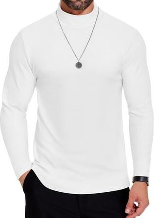 Coofandy Pull à Col Roulé à Manches Longues pour Homme Pull dhiver De Couleur Unie DéContracté Et LéGer Blanc XXL
