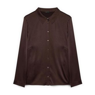 Fiorella Rubino Stretch-Seidenhemd mit klassischem Kragen - - Blouses & Shirts - Damen - Braun - 3XL