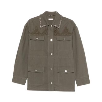 Liu Jo Femme, Vestes, Vert, Taille: 40 FR Embellished Overshirt