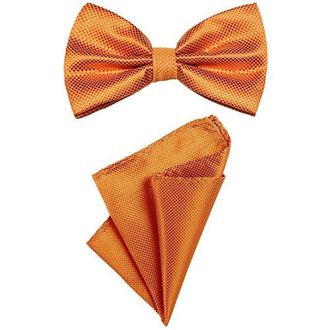 DonDon noeud papillon et mouchoir pour hommes de couleur assortie et à taille réglable,Orange,Taille unique