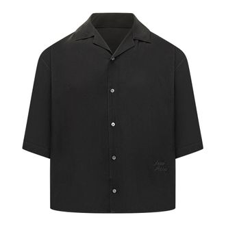 Ami Homme, Chemises, Noir, Taille: S Chemise Boxy Brod&eacute; Manches Courtes