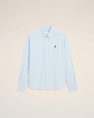 Ami Ami Paris - Chemise ray&eacute;e bleue en coton Ami de Coeur Bleu - Taille : XXL - Unisex