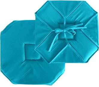 Enjoy Home Sitzkissen mit Klappe - Polyester - Farbe Türkis - Maße: 40 x 40 cm - quadratisch und wendbar - Befestigung mit Schlaufen - ideal für einen bequemen S