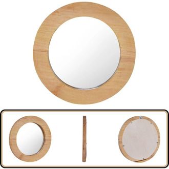vidaXL Vidaxl - Miroir mural 40 cm Teck Rond - Miroir Décoratif - Miroir Mural - Miroir Rond - Miroir Teck - Décoration Murale