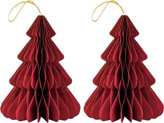 Matches 21 Weihnachtsbaum Anh&auml;nger Set aus Papier Tannenbaum- Skandinavische Faltbare H&auml;ngedeko in Rot Magnet & Goldkante - Moderne Weihnachtsdeko &Oslash; 30 x 40 cm f