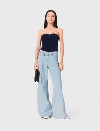 Maje Weite Jeans Mit Strass - Blau - Maje