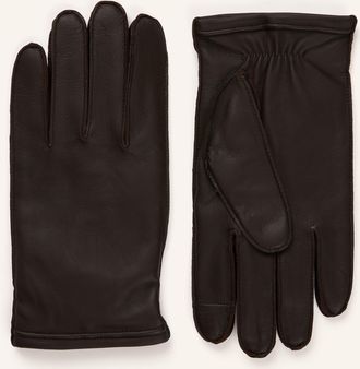 HUGO BOSS Lederhandschuhe Kranton Me Mit Touchscreen-Funktion braun