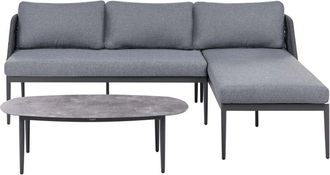 Beliani Garten Ecksofa mit Tisch 3-Sitzer LEFFE linksseitig Metall Grau