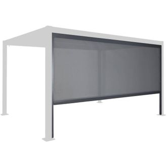Sweeek Sweeek - Store lat&eacute;ral 4m pour pergola bioclimatique - Toile textil&egrave;ne anthracite - Aluminium anti-rouille - R&eacute;sistance au vent 36 km/h