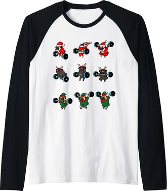 Huebucket Lifting Pug Xmas Raglan