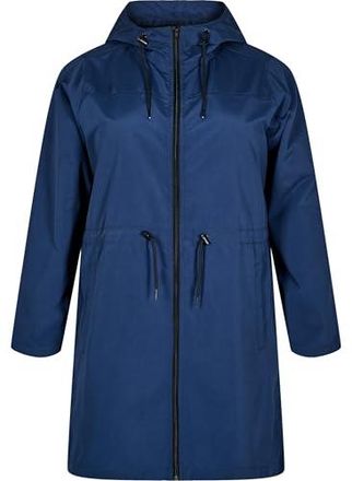 Zizzi Parka pour femme - Grandes tailles - Capuche imperm&eacute;able - Taille 42-60, Bleu nuit, 50-52 grande taille