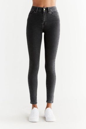 Evermind Damen vegan Jeans Skinny Fit Ash Gray