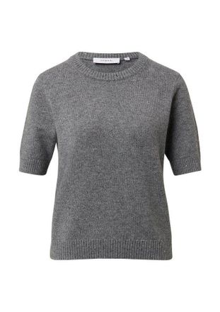 Comma Kurzarmpullover Strickpullover Kurzarm-Strickpullover mit dezentem Glitzereffekt