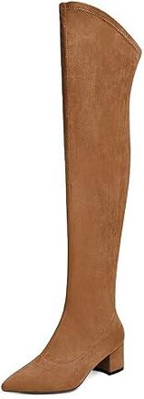 EDEFS Bottes Marron Hautes avec Zip et Talon Carr&eacute; de 5 cm Parfaites pour les Soir&eacute;es et Occasions Sp&eacute;ciales Marron Taille EU36