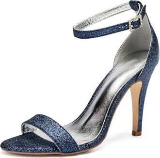 Generic Chaussures De Mariage Femme Stylet Talons Chaussures De Mariée Open Toe High Heels Eté Talon Mariage Soirée Chaussures 10.5Cm,Dark Blue,42 EU