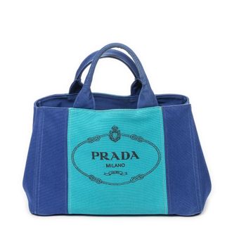 Prada Crossbody Bags - Medium Bicolor Canapa Tote - Gr. unisize - in Blau - für Damen