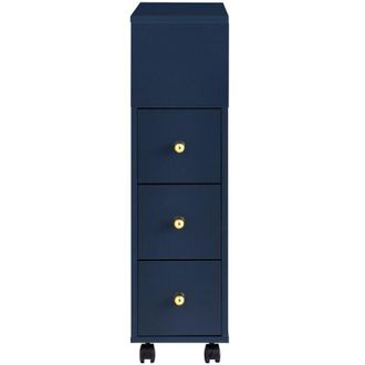 SoBuy Nischenregal mit 3 Schubladen und 1 abnehmbaren Nischenschrank mit Rollen Nischenwagen Rollwagen Badezimmerregal Badm&ouml;bel Blau bht ca. 23x83x65cm