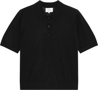 Loulou Studio Femme, Tops, Noir, Taille: 38 FR Polo Fine &agrave; Manches Courtes